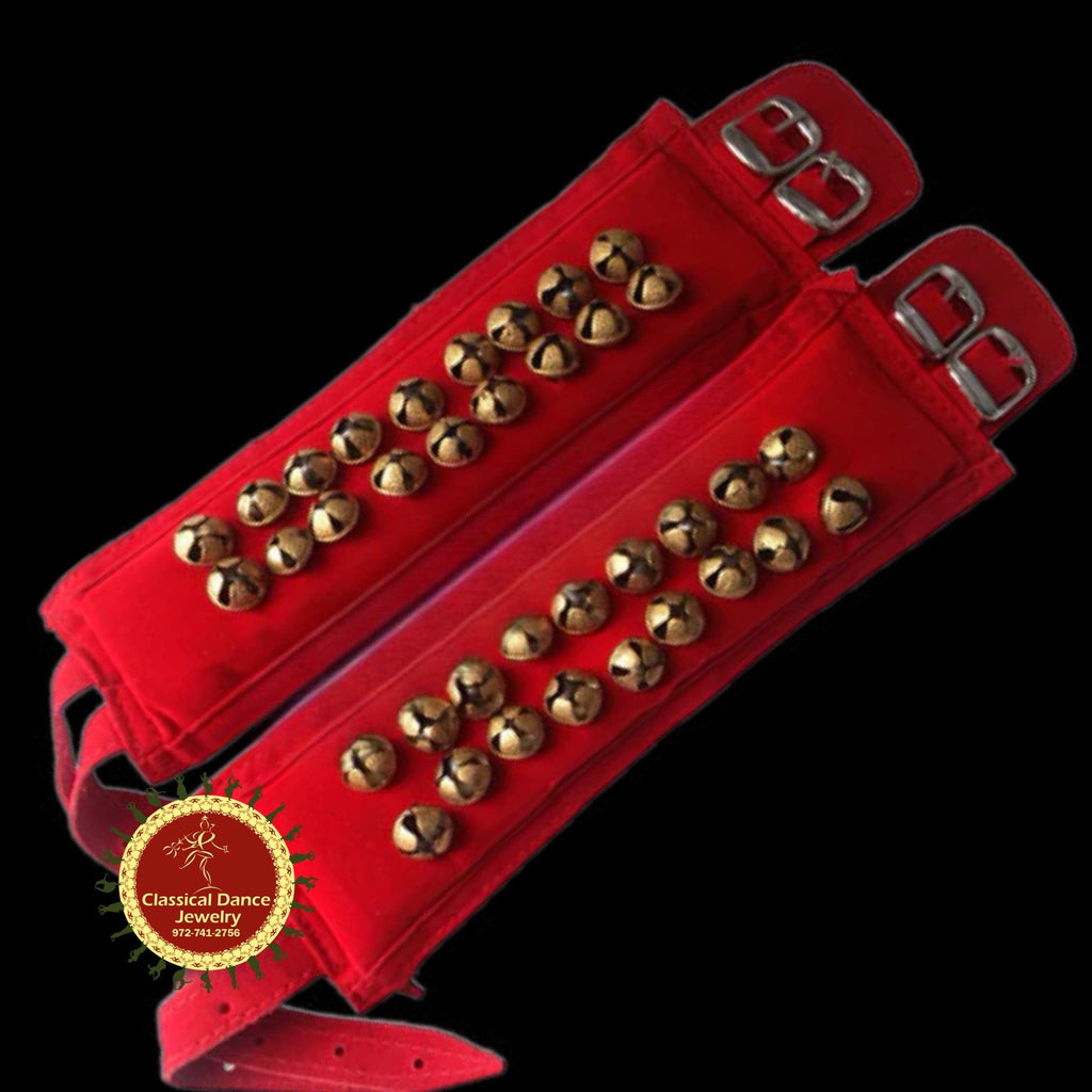 Red Velvet BELT Salangai Ghungroo Anklet Bells Payal | Bharatanatyam K ...