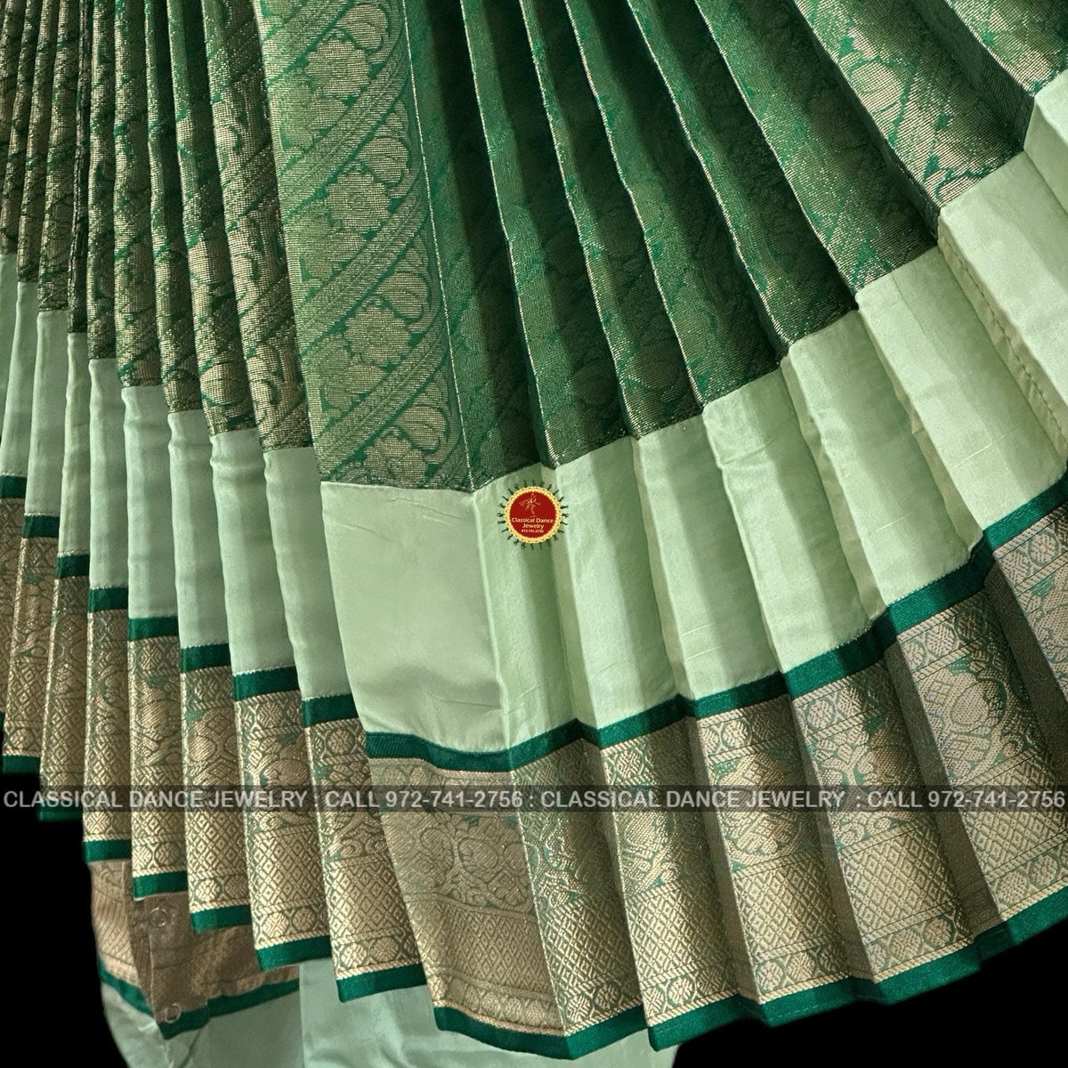 PISTA Green DARK GREEN 34 inch Pant Length Bharatanatyam Gold Zari Dan ...