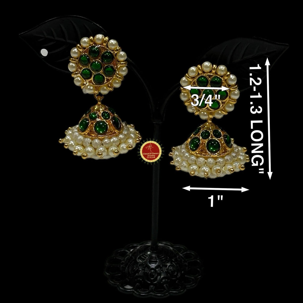 Traditional GREEN Kempu Temple Jewelry Earrings | Bharatanatyam Kuchip ...