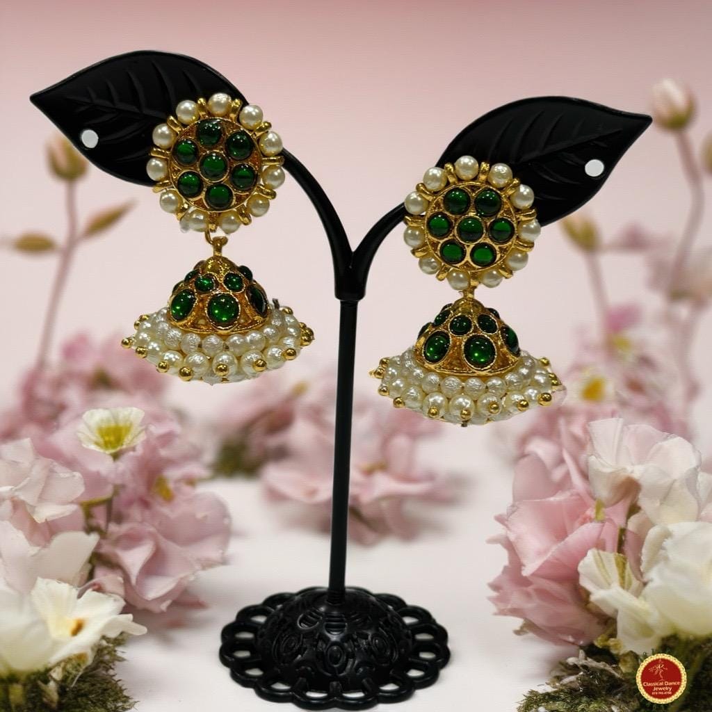 Traditional GREEN Kempu Temple Jewelry Earrings | Bharatanatyam Kuchip ...