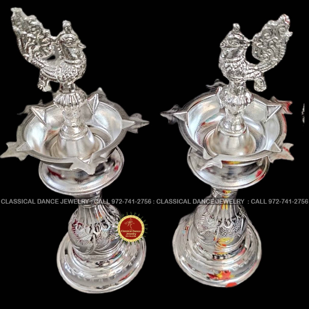 10 inch Designer German Silver PUJA Deepam Set | Return gifts Navaratr ...