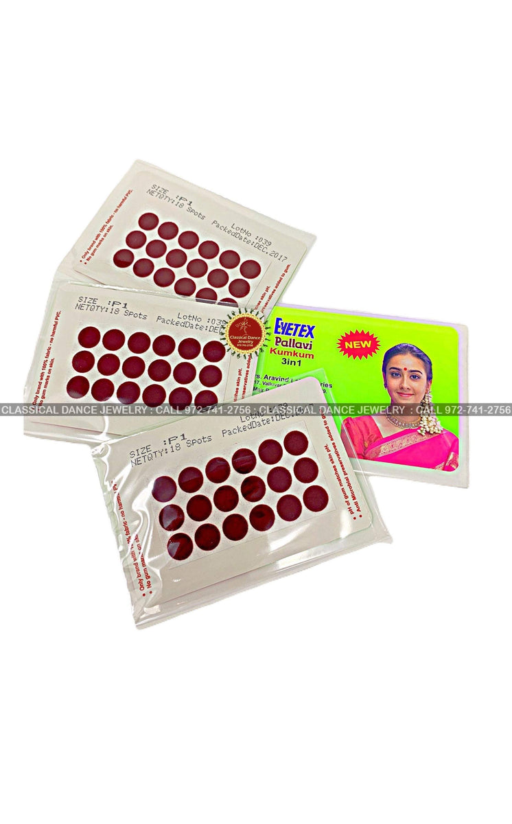 P1 Bindi Sticker Kumkum Maroon | Eyetex Round | Bharatanatyam Kuchipud ...
