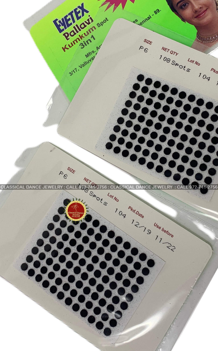 Eyetex Bindi Size P6, P6 Bindi Sticker Kumkum Black | Classical Dance ...