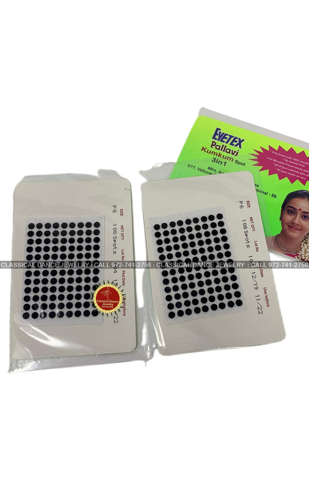 Eyetex Bindi Size P6, P6 Bindi Sticker Kumkum Black | Classical Dance ...