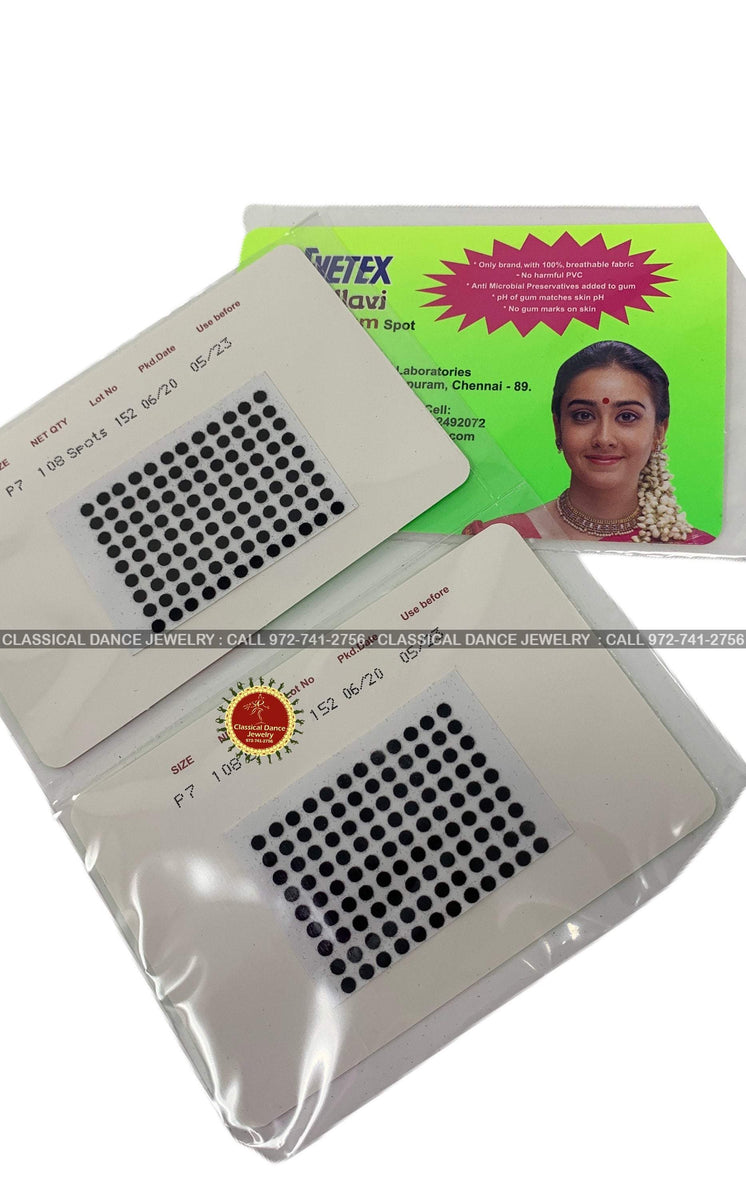 P7 Bindi Sticker Kumkum BLACK | Eyetex Round | Bharatanatyam Kuchipudi ...