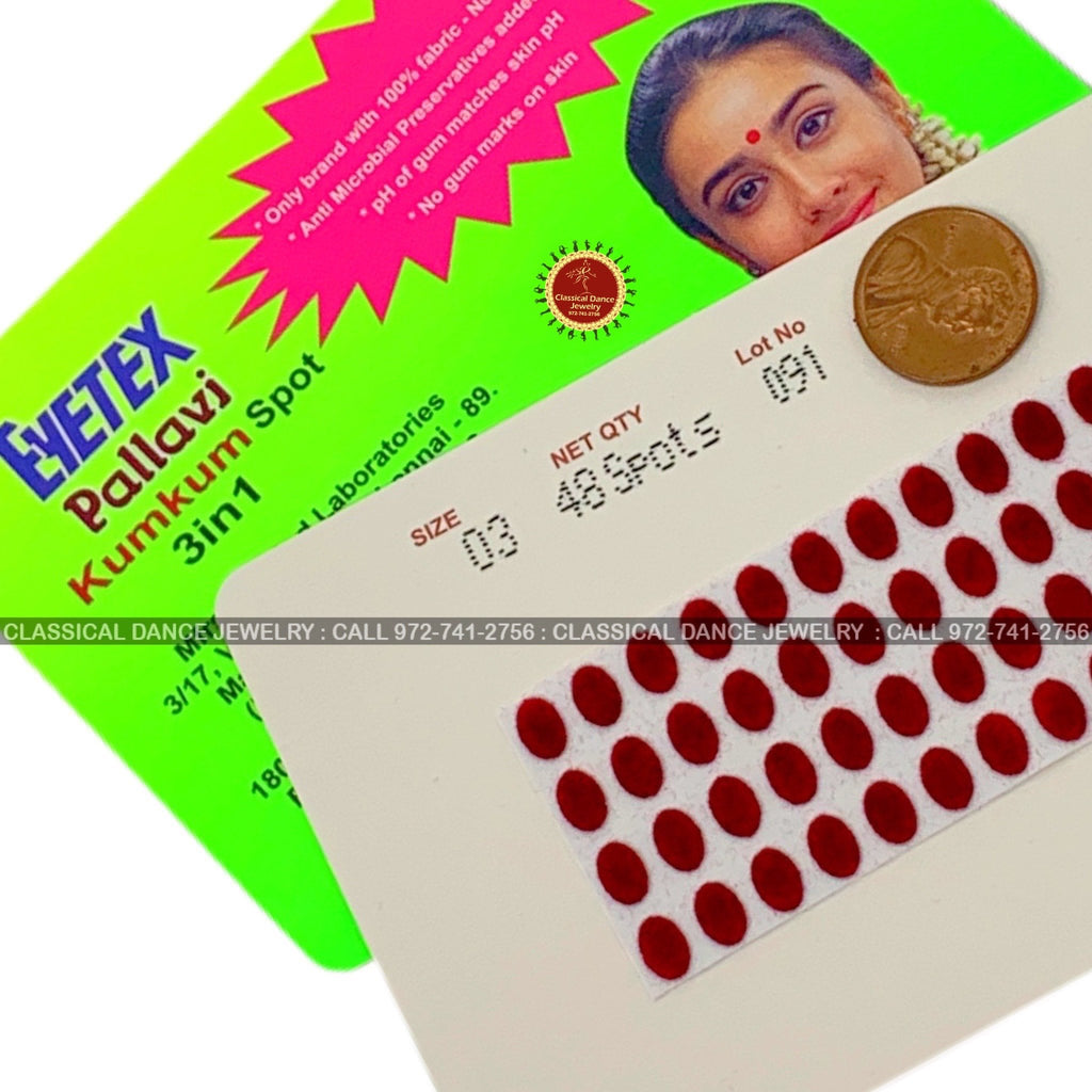 G0-3 Bindi Sticker Kumkum MAROON | Eyetex Oval | Bharatanatyam Kuchipu ...