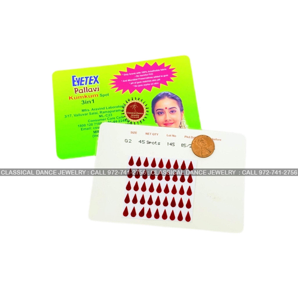 G2 Bindi Stickers Kumkum MAROON | Eyetex Bindi | Classical Dance Jewelry