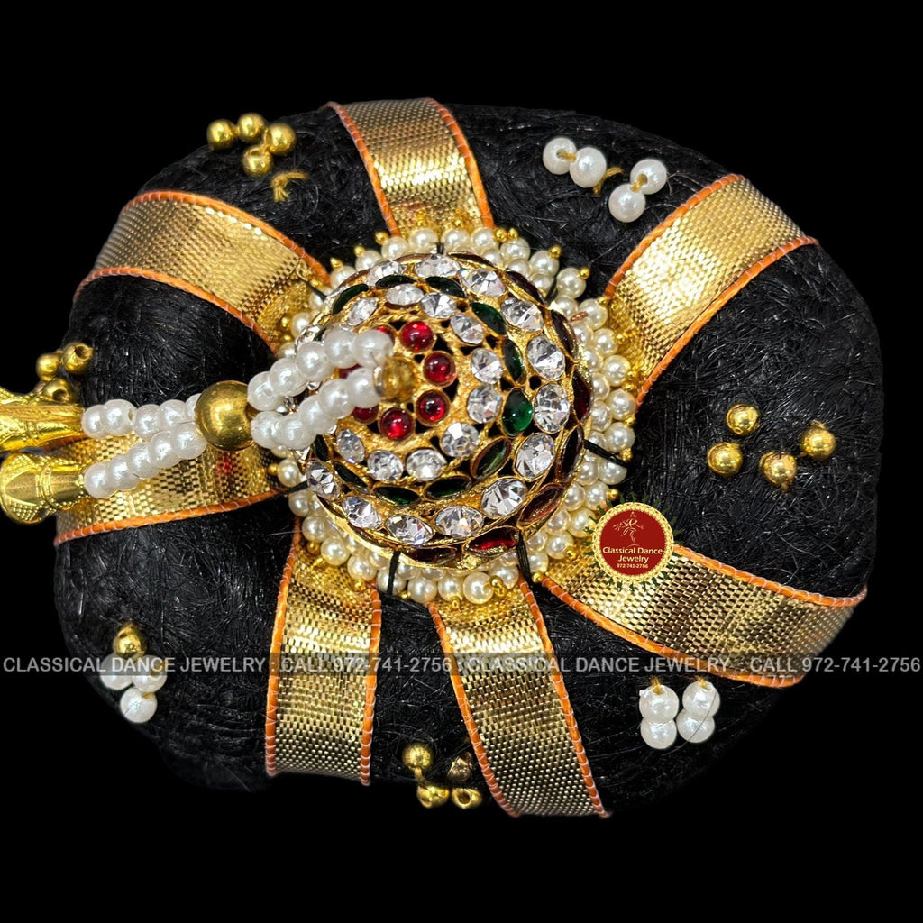 Pearls Kemp Hair Andal Kondai Bun | Rakodi Indian Jewelry | Bharatanat ...