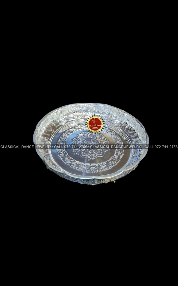 German Silver Flower Plate | 10 inch | Puja Decor | Return gifts Ponga ...
