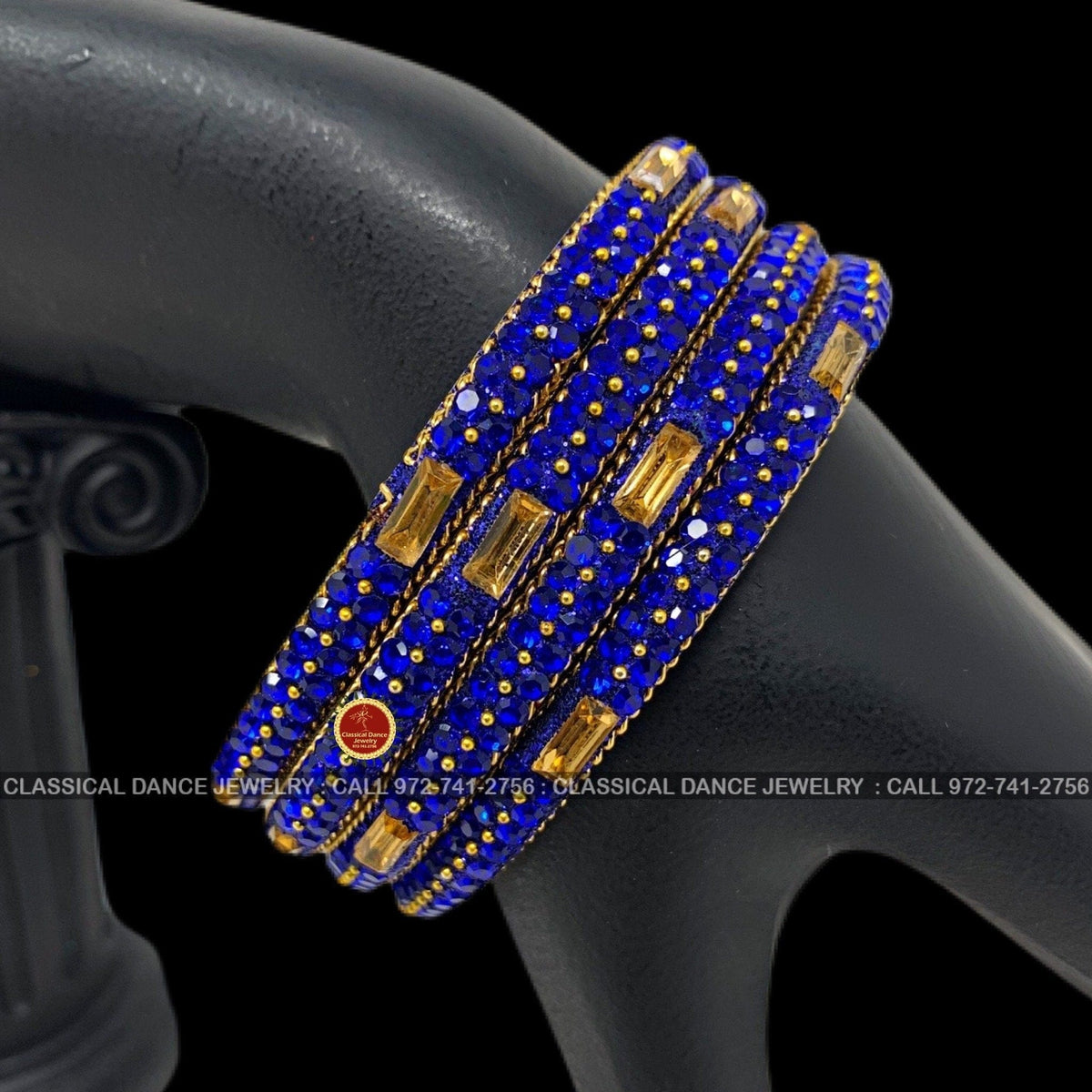 Royal Blue Stone Gold Studded Indian Jewelry Bridal Bangles Set | Bhar ...